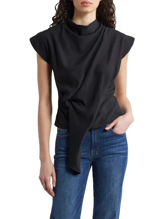 NIKKI LUND Asymmetric Drape Top - Black