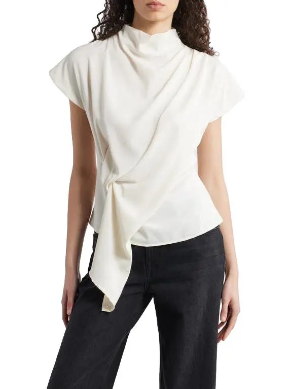 NIKKI LUND Asymmetric Drape Top - Ivory