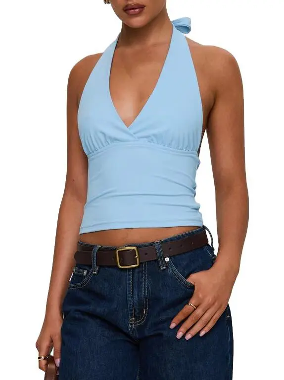 Princess Polly Halter Neck Top - Blue