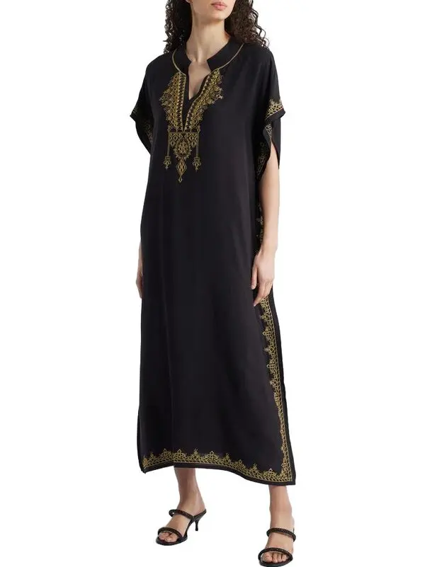 NIKKI LUND Evelina Embroidered Caftan - Black