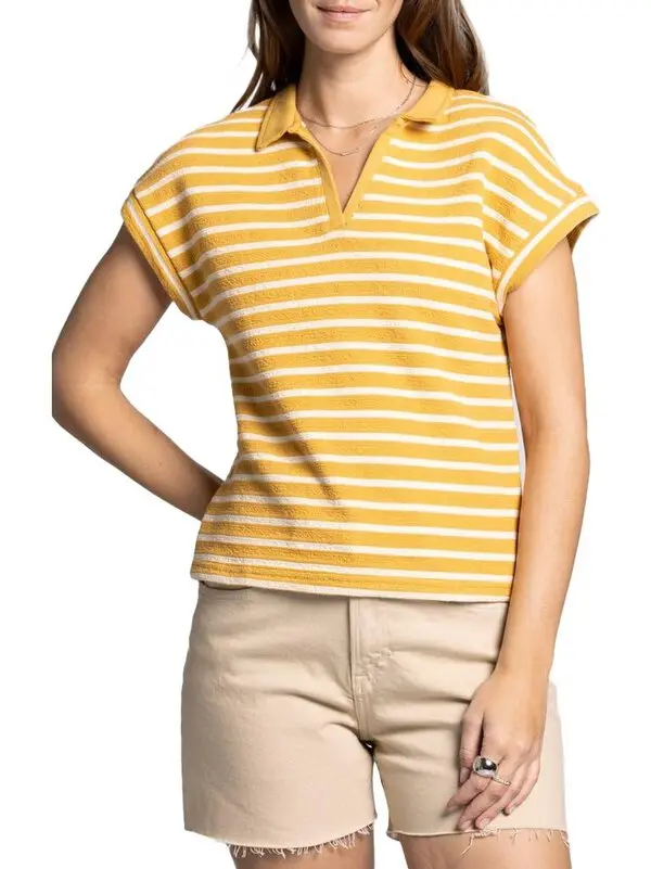 THREAD & SUPPLY Jenna Knit Polo - Yellow White