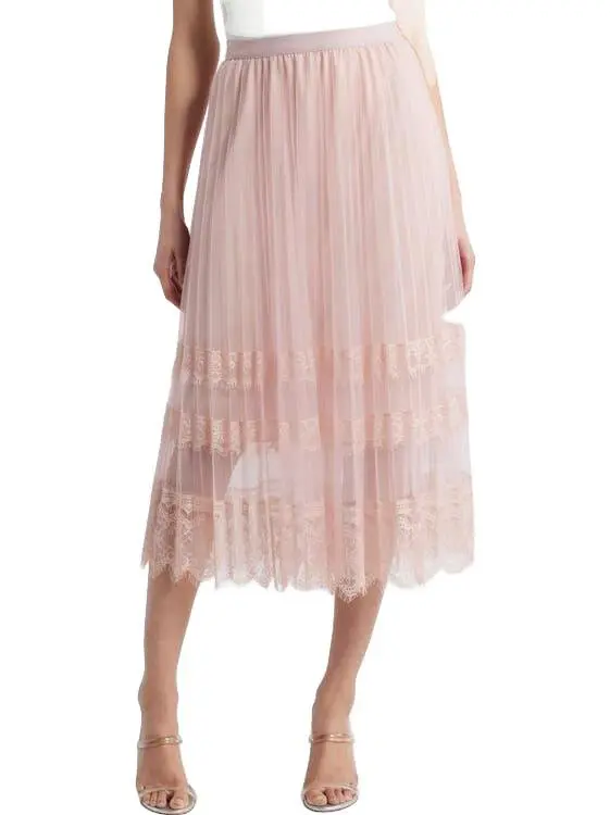 NIKKI LUND Tove Lace Tulle Midi Skirt - Pink