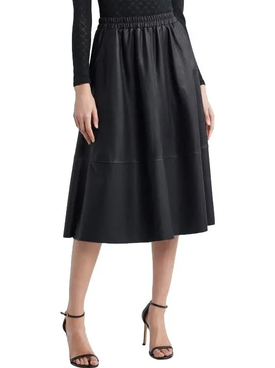 NIKKI LUND Agnes Faux Leather A-line Skirt - Black