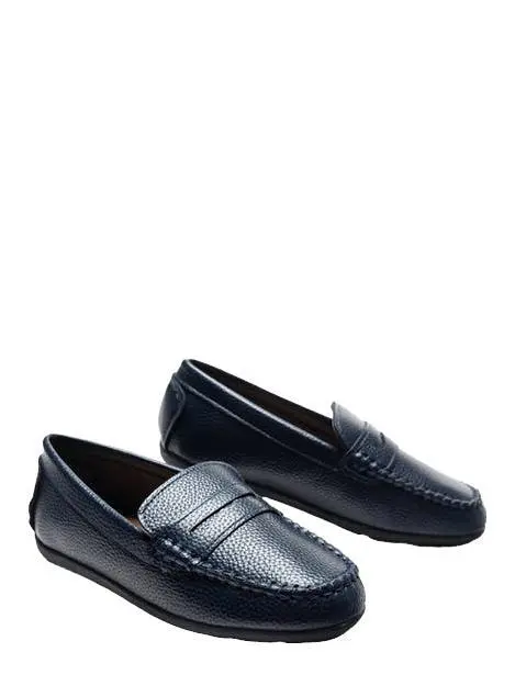 MOUSTACHE Leather Penny Loafers - Navy
