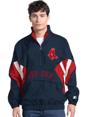 STARTER Boston Red Sox Cooperstown Chief Half-zip Pullover By - Navy