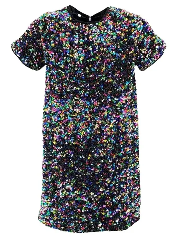 LOLA + THE BOYS Sequin Short-sleeve Dress - Black