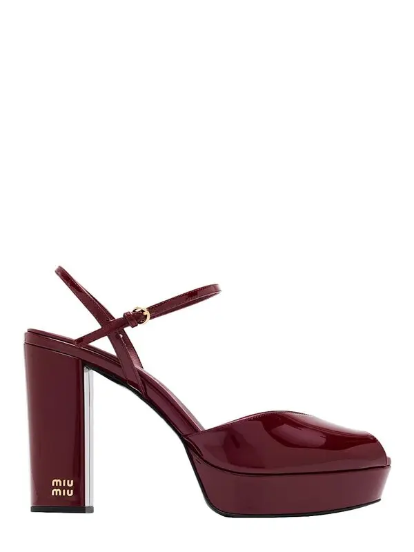 Miu Miu Patent Leather Platform Sandals - Porpora
