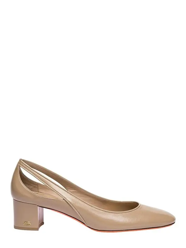 Santoni Cut-out Leather Pumps - Beige