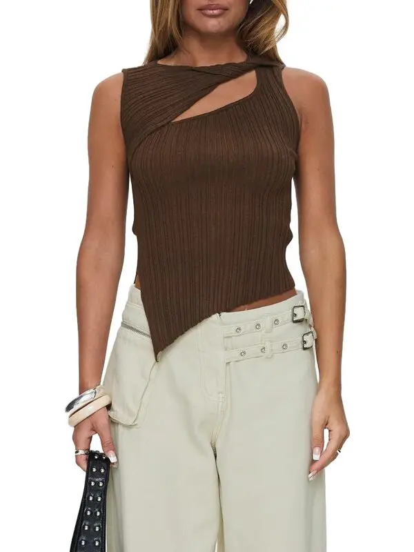 Princess Polly Realyze Cutout Top - Brown