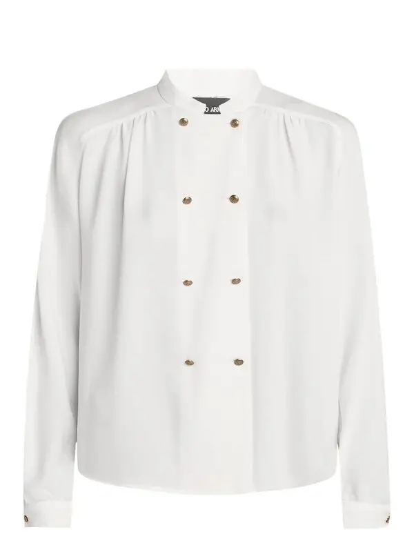 Giorgio Armani Double-breasted Silk Blouse - Solid White
