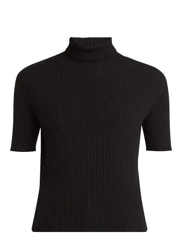 Giorgio Armani Ribbed Cashmere Blend Sweater - Solid Black