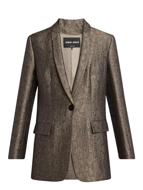 Giorgio Armani Geometric Silk Jacquard Single-breasted Blazer - Black