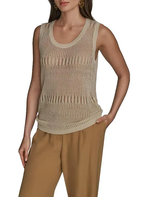 Donna Karan New York Open Stitch Sweater Tank - Cream