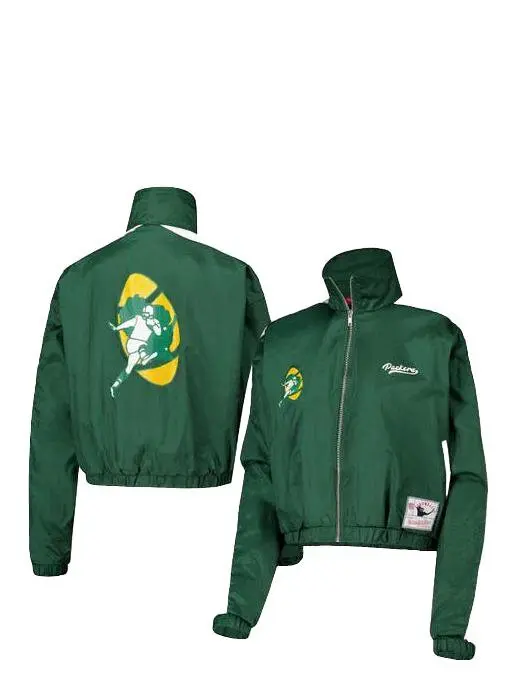 Mitchell & Ness Bay Packers Cropped Full-zip Jacket - Green