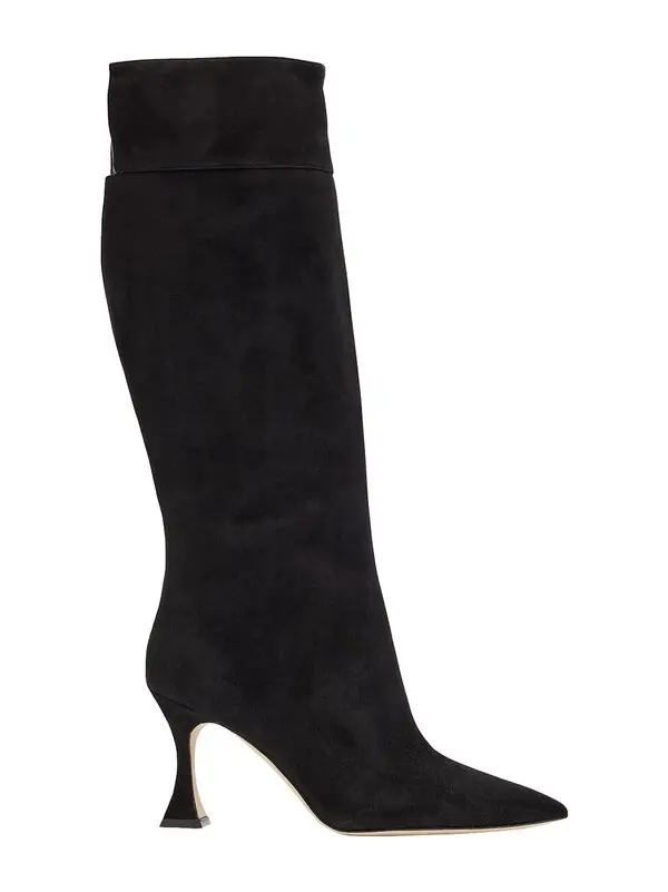Manolo Blahnik Miralonepla Suede Knee Boots - Black
