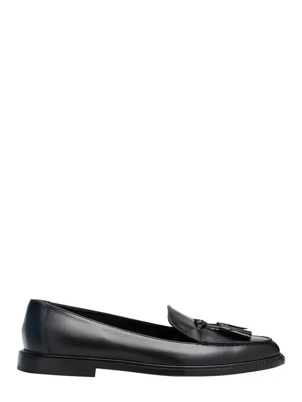 Manolo Blahnik Bucky Leather Loafers - Black