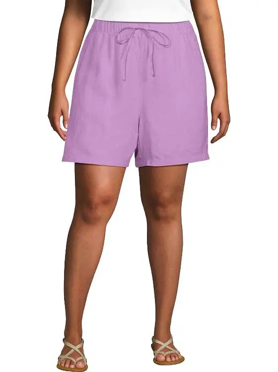 LANDS' END Linen High-rise 7" Shorts - Wild Lilac
