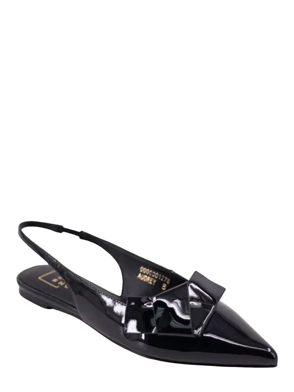 SHU SHOP Audrey Pointed Toe Slingback Flats - Black Patent
