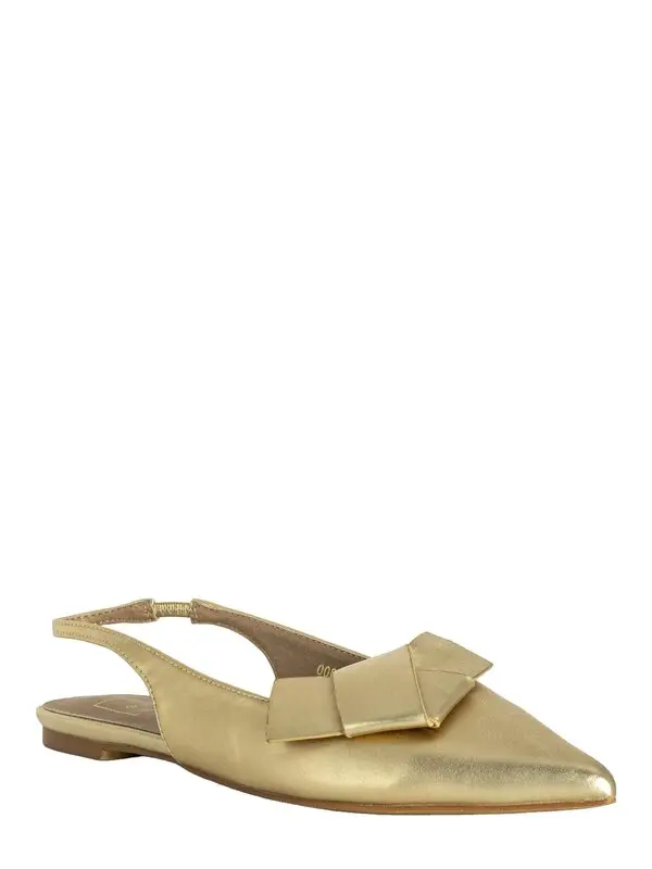 SHU SHOP Audrey Pointed Toe Slingback Flats - Gold