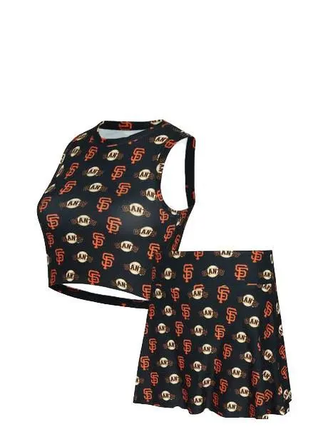 CONCEPTS SPORT Knit Tank Top & Skort Set - Black