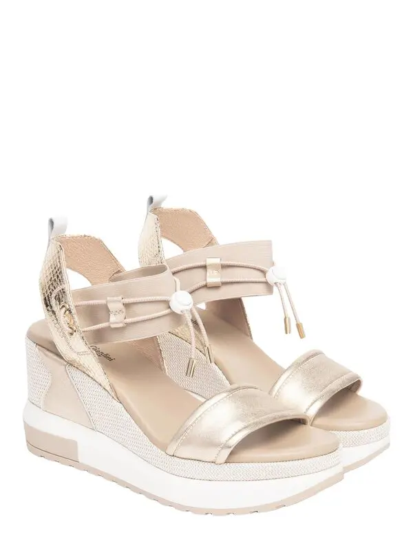 NEROGIARDINI Platform Wedge Sandals - Gold
