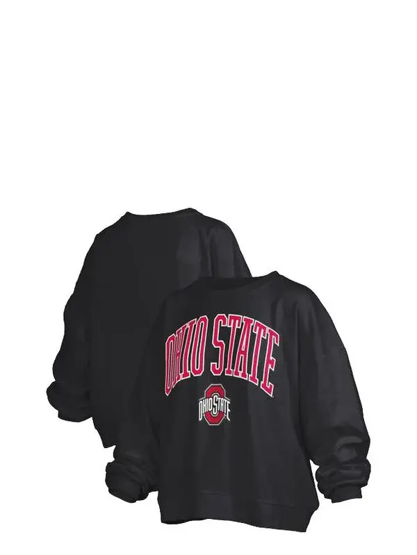 PRESSBOX Ohio State Buckeyes Oversized Pullover Sweatshirt - Black