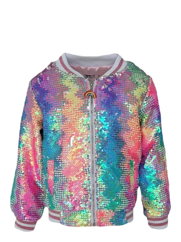 LOLA + THE BOYS Kaleidoscope Sequin Bomber Jacket - Pink