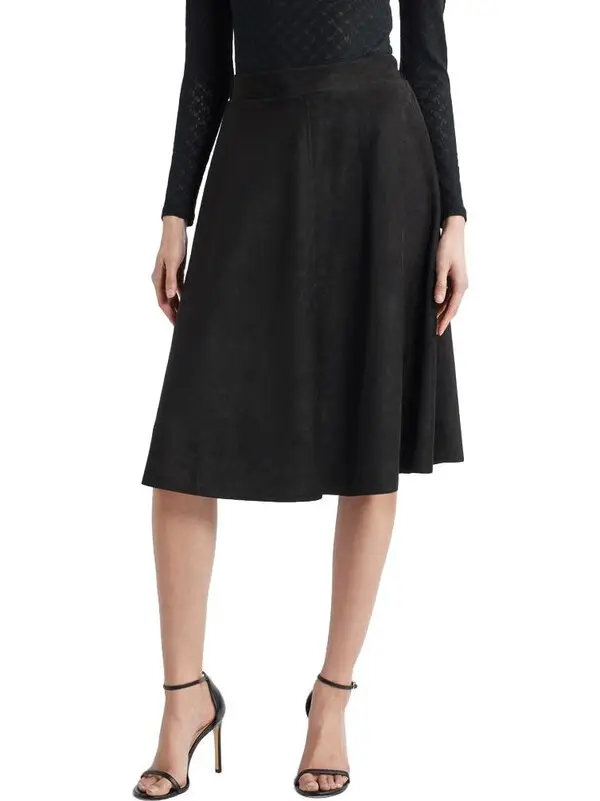 NIKKI LUND Cecilia Faux Suede A-line Skirt - Black