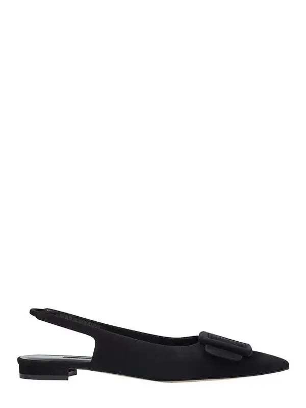 Manolo Blahnik Maylura Suede Slingback Ballerina Flats - Black