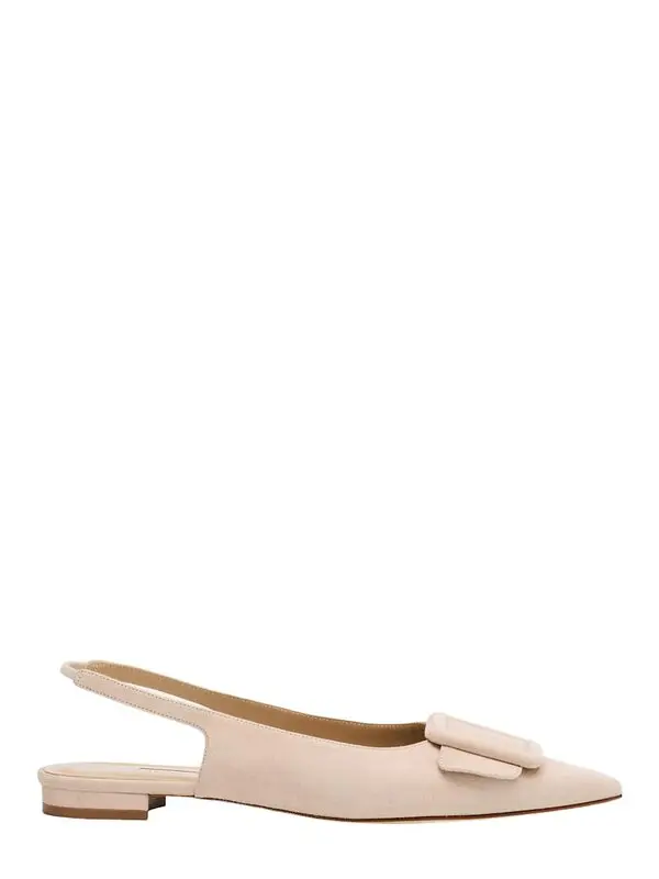Manolo Blahnik Maylura Suede Slingback Ballerina Flats - Nude