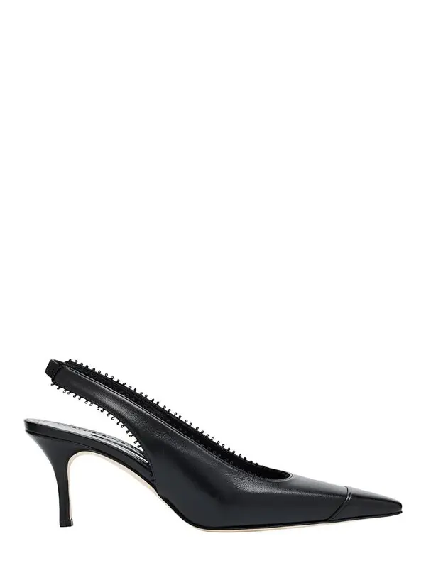 Manolo Blahnik Gaius Leather Slingback Pumps - Black