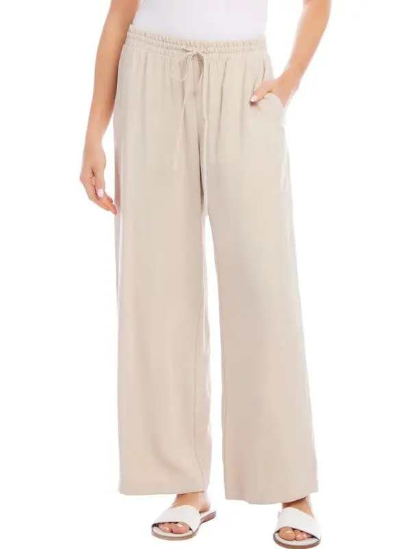 Karen Kane Drawstring Waist Pants - Ecru