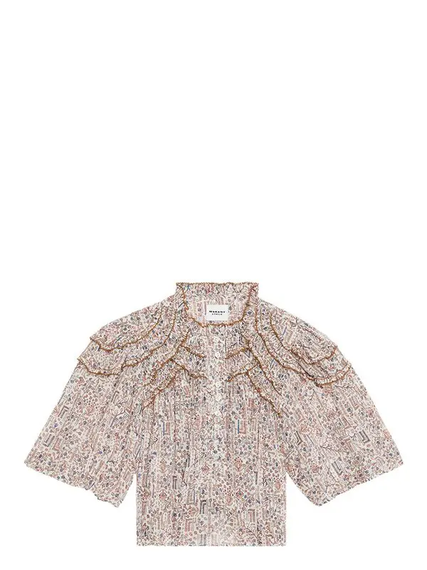 MARANT ETOILE Carmen Tapestry Pattern Top - Ecru