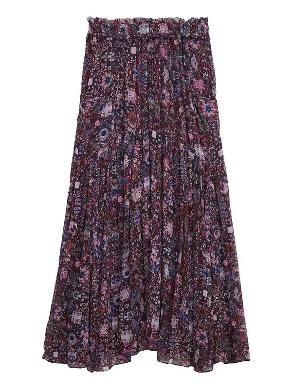 MARANT ETOILE Besma Georgette Tapestry Skirt - Plum