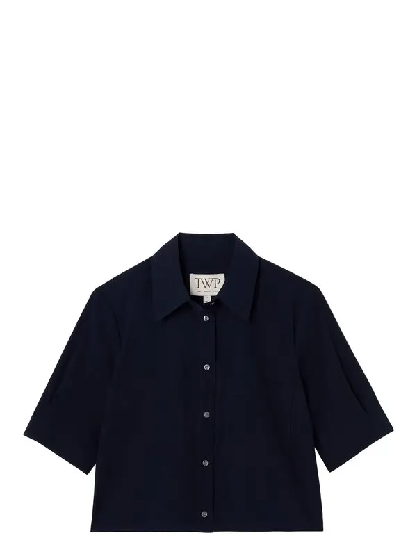 TWP Cropped Button-down Shirt - Midnight