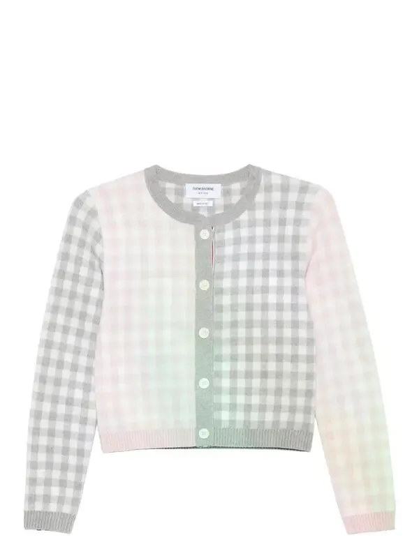 Thom Browne Gingham-check Wool Cardigan - Grey