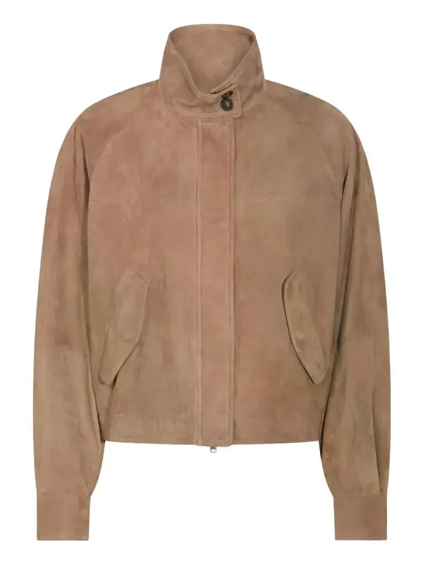 Brunello Cucinelli Suede Bomber Jacket - Brown