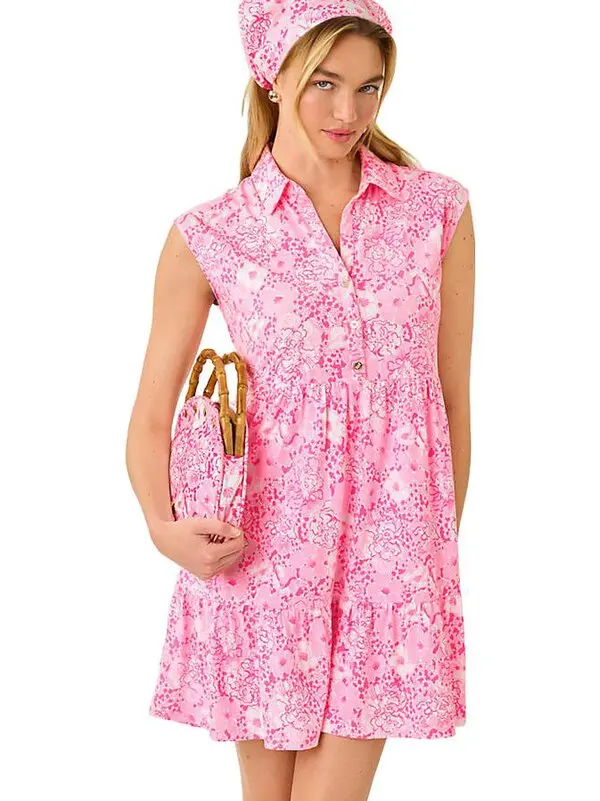 Lilly Pulitzer® Arley Tiered Shirtdress - Conch Shell Pink Burst Of Joy
