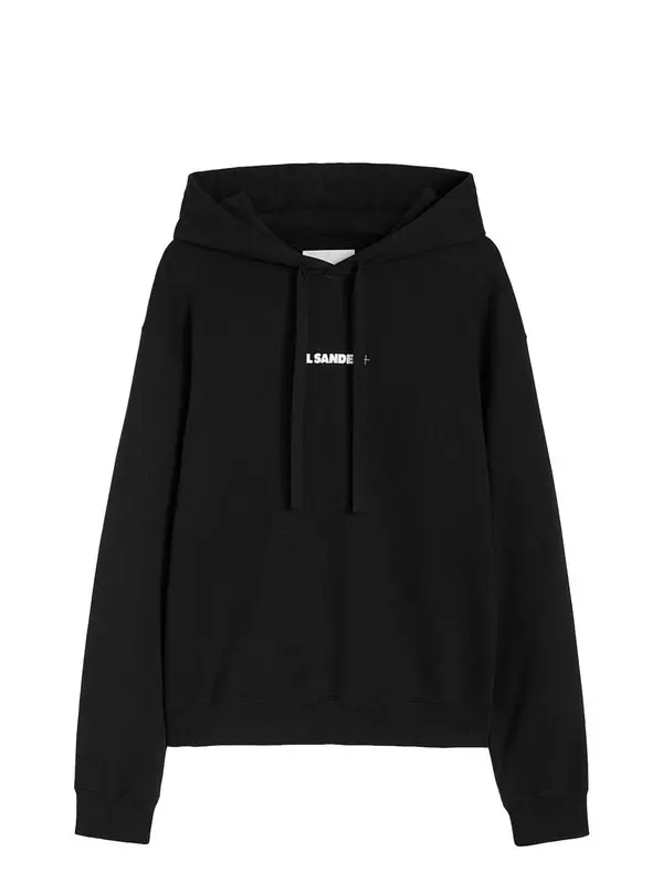 JIL SANDER Cotton Hoodie With Logo - Black