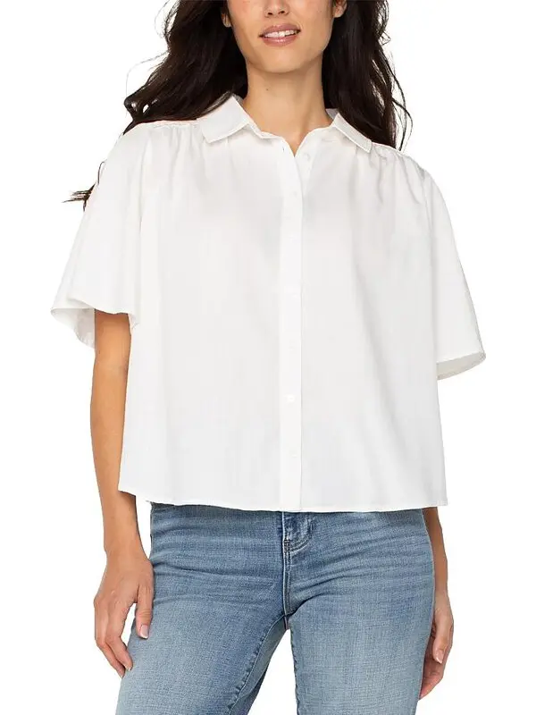 LIVERPOOL Button Front Top - White
