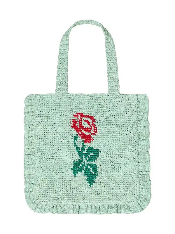 LOEFFLER RANDALL Ruffle Tote - Mint/red/green