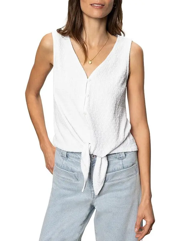 Sanctuary Vacation Tie Shell Palm Top - White