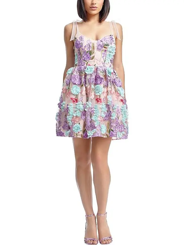 Dress The Population Kaitrin Floral Mini Dress - Blush Multi