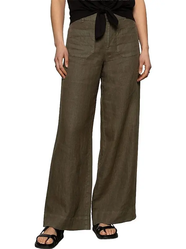 Sanctuary The Linen Marine Wide Leg Trousers - Kalamata