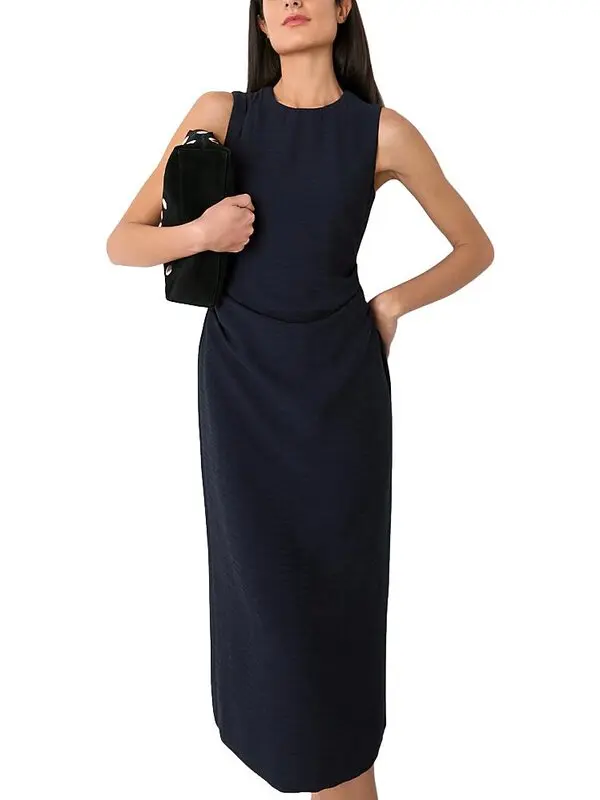 Whistles Nora Textured Midi Dress - Navy