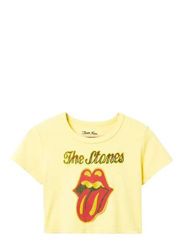 Junk Food Clothing The Rolling Stones Glitter Baby Tee - Dusty Citron