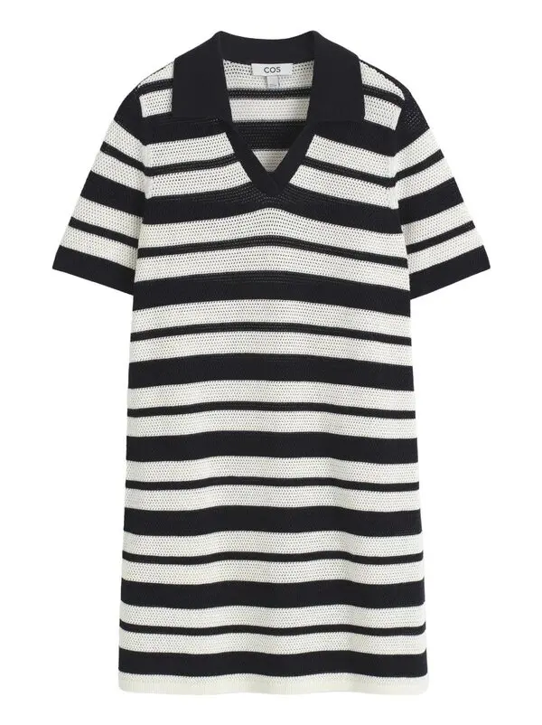 Cos Open-knit Polo Mini Dress - White