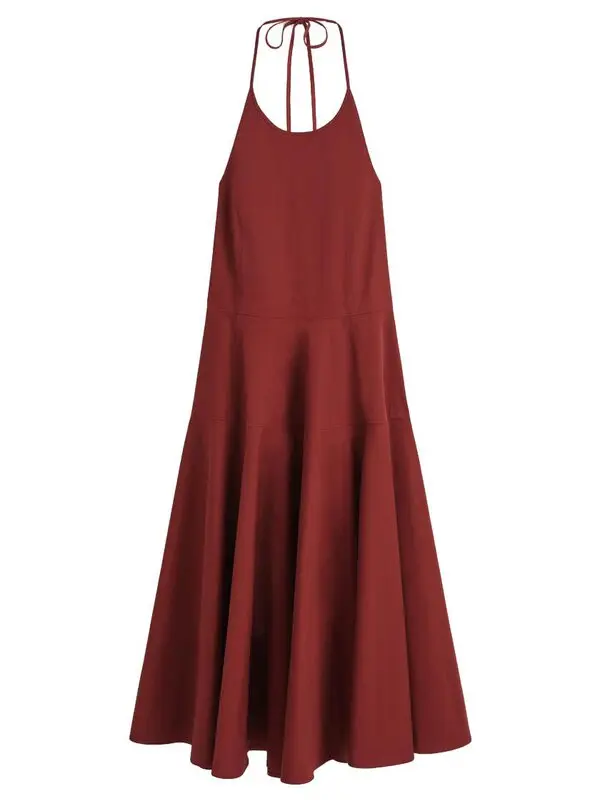 Cos Pima Cotton Halterneck Midi Dress - Red