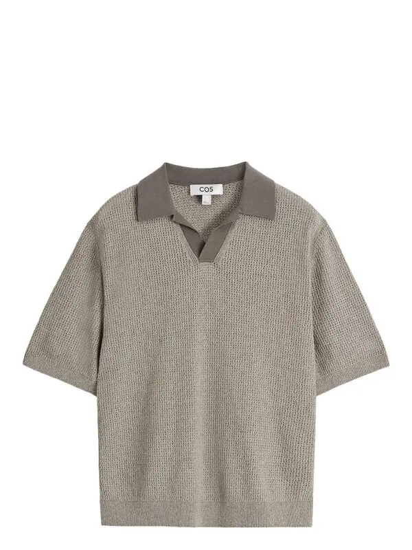 Cos Open-knit Bouclé Polo Shirt - Brown