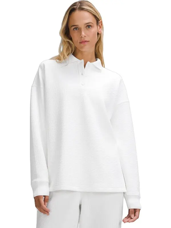 Lululemon Textured Long-sleeve Polo Shirt - White
